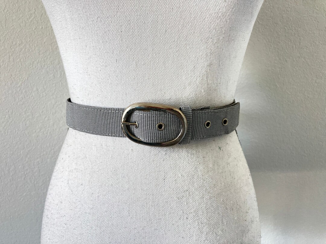 1980s Gingham Fabric Belt, Vintage Black and White Cloth Belt - Etsy
