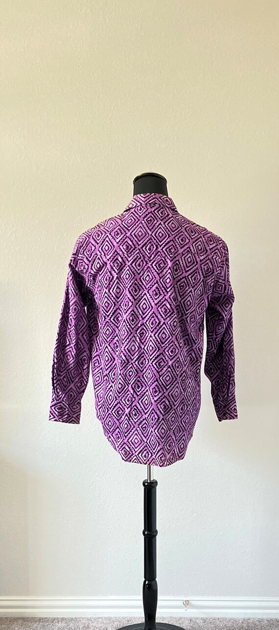 1990s Purple Western Style Shirt, Vintage Abstract Ro… - Gem