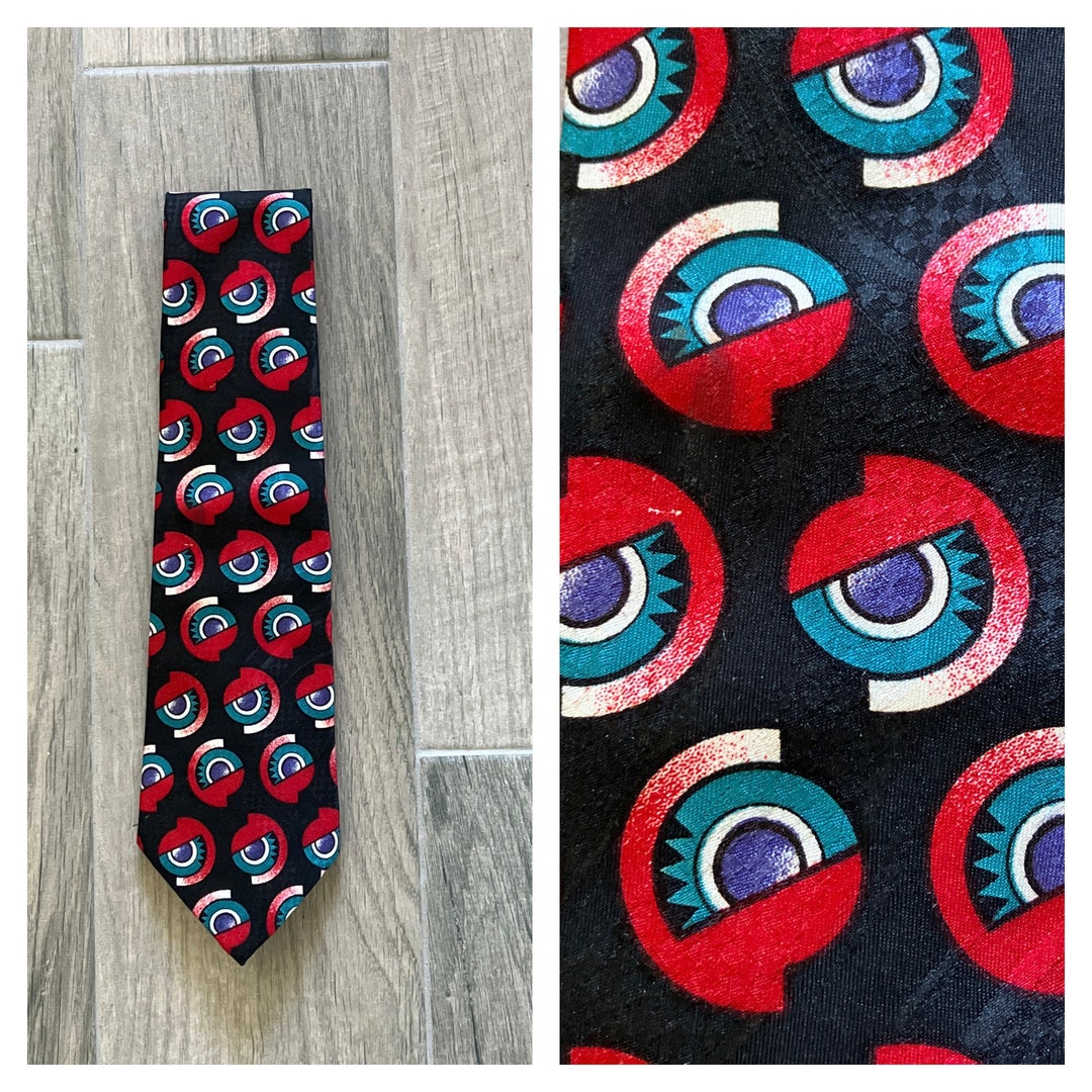1980s Abstract Print Tie, Vintage Art Deco Necktie - Etsy