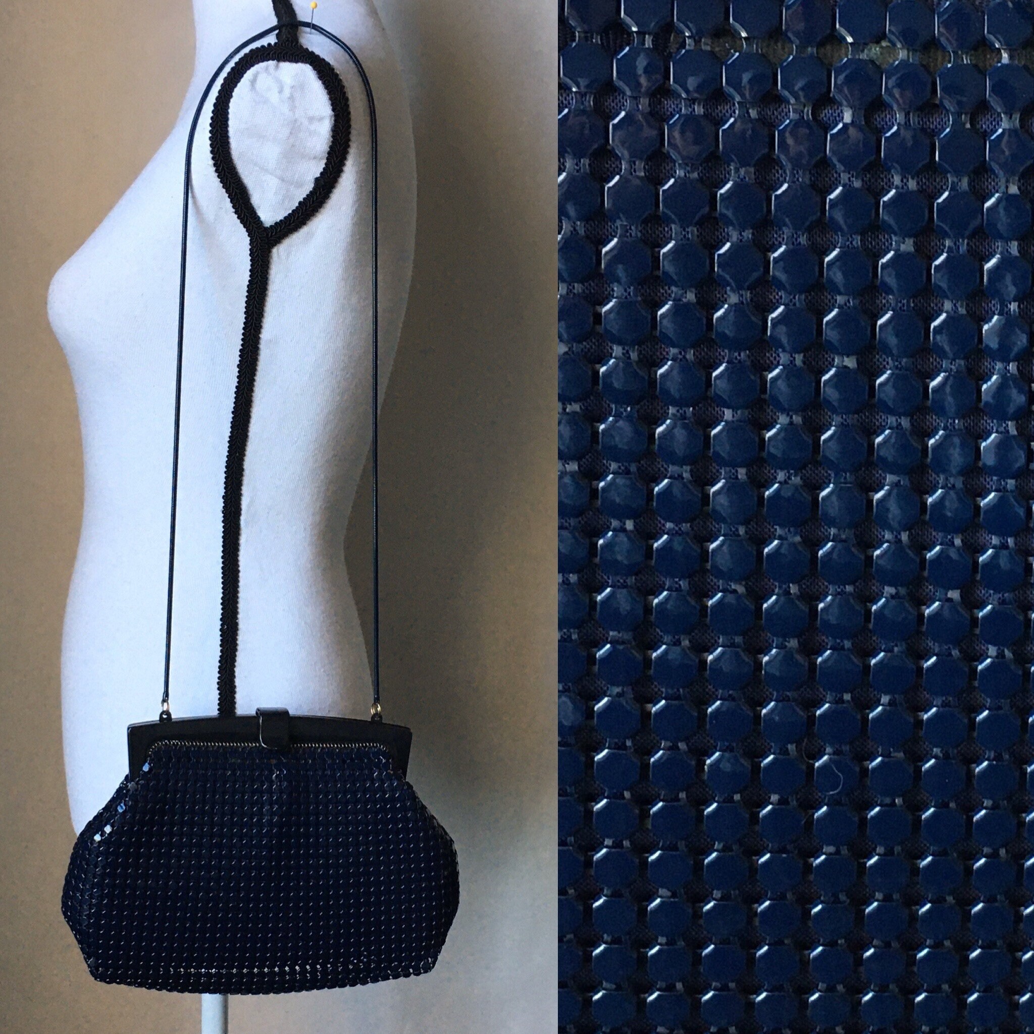 1940s Style Metal Mesh Purse Vintage Navy Blue Chain Mail Bag | Etsy