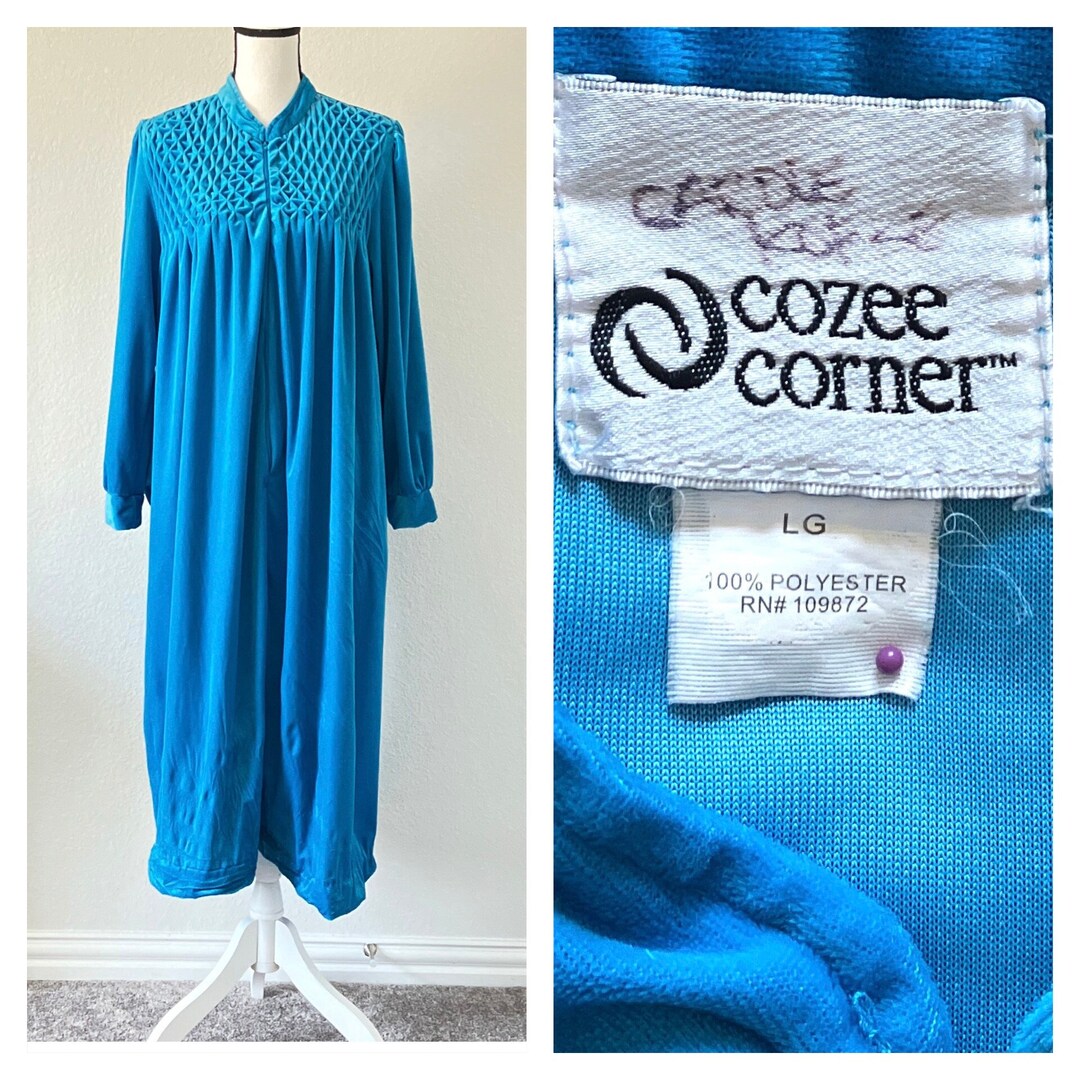 1980s Aqua Blue Velour Robe, Vintage Soft Maxi Length Robe - Etsy