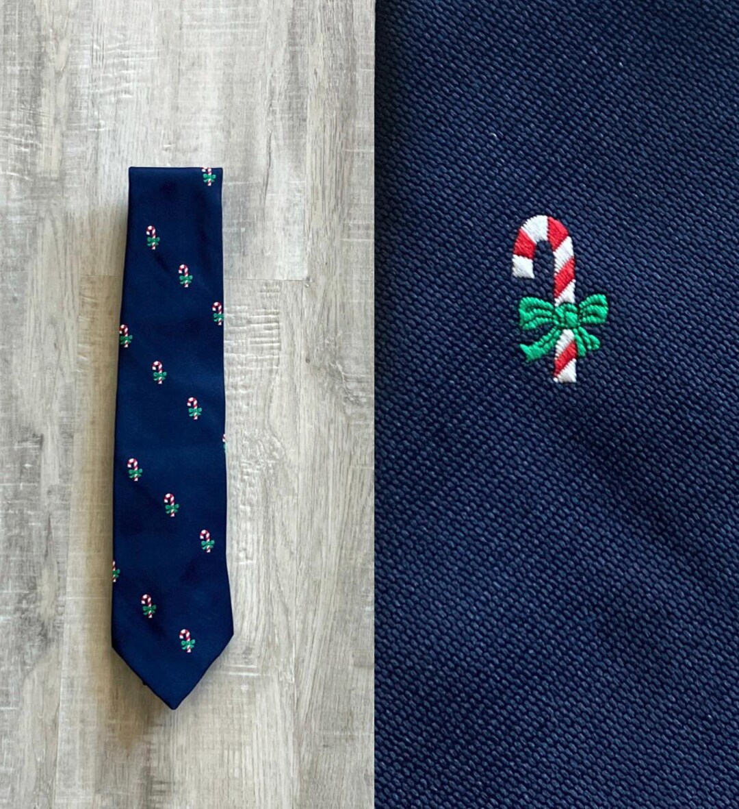 Vintage Embroidered Candy Cane Holiday Necktie - Etsy