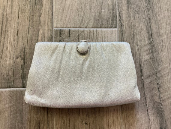 1950s Small Silver Handbag, Vintage Glittery Purse wi… - Gem