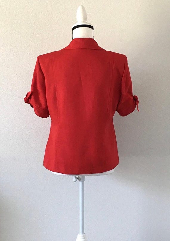 1980s Red Short Sleeve Jacket with Bows - Gem