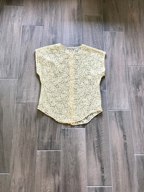 1950s Yellow Sheer Lace Blouse - Gem