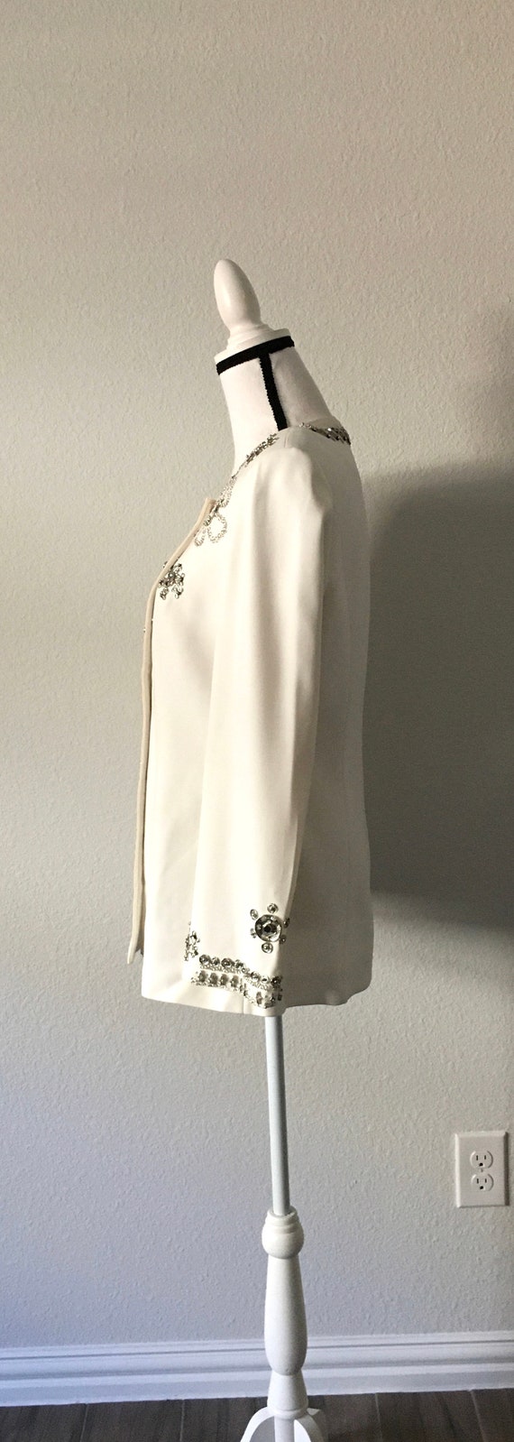 1990s White Embellished Jacket, Unique Vintage Fancy … - Gem