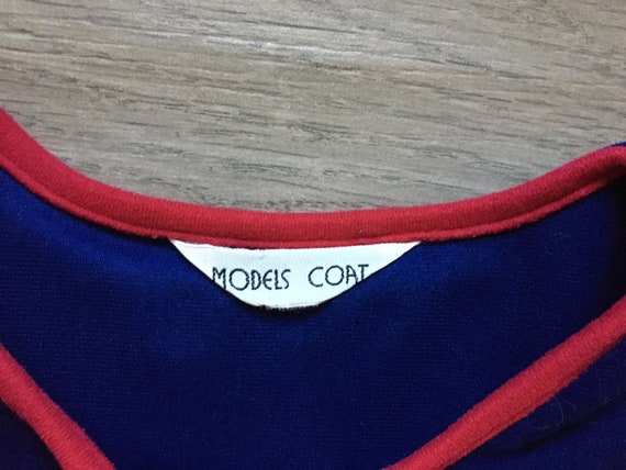 1970s Navy Velour Robe, Vintage Sailor Style Robe - Gem