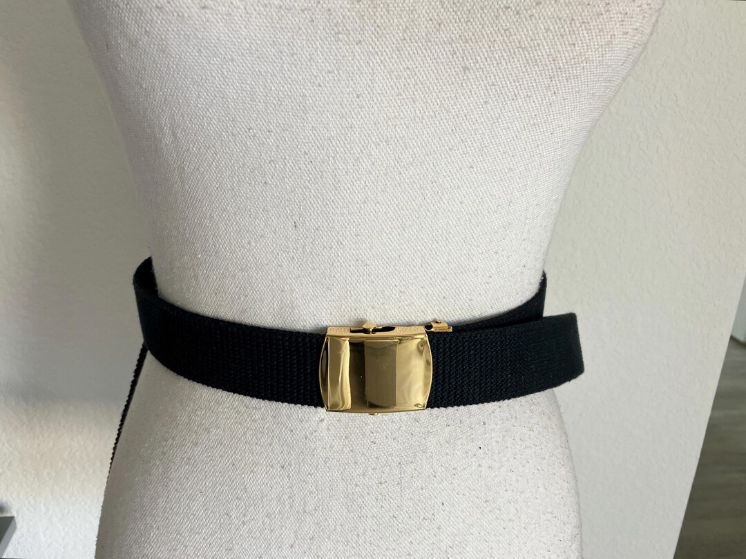 1980 Web Belt With Gold Pull Through Buckle - Etsy