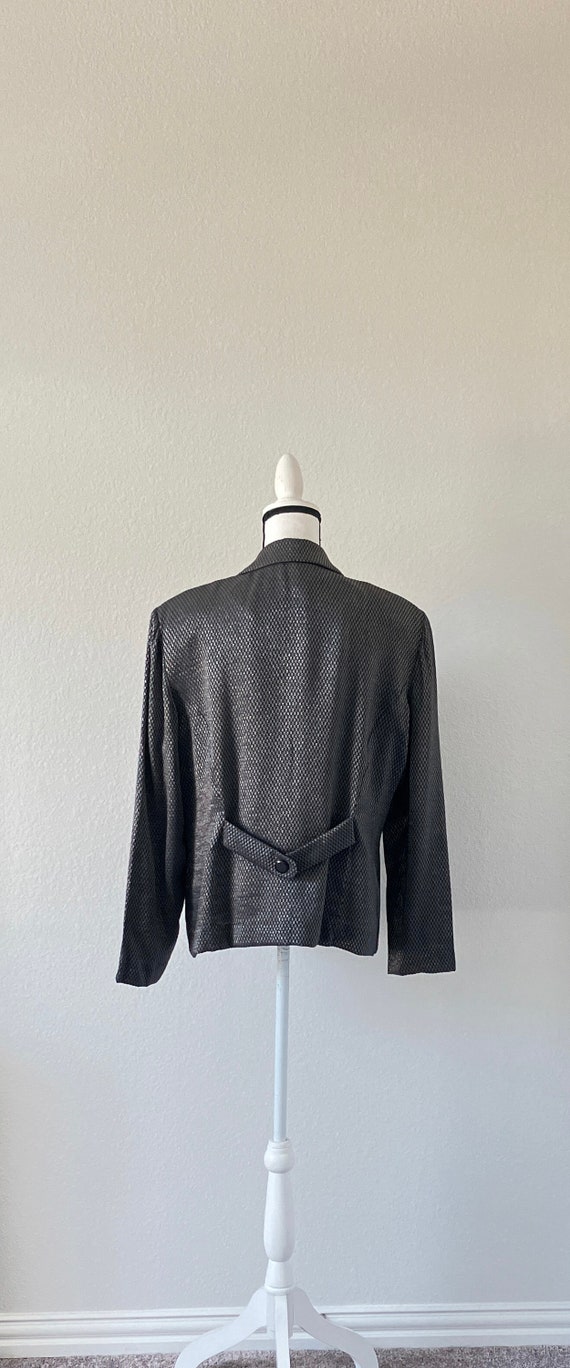 1990s Dark Metallic Jacket, Vintage Shiny Silver Blaz… - Gem