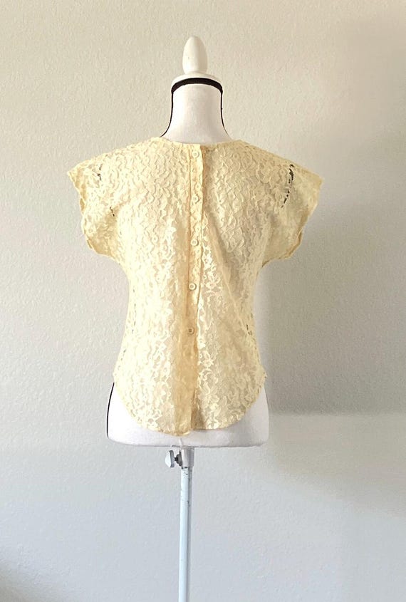 1950s Yellow Sheer Lace Blouse - Gem