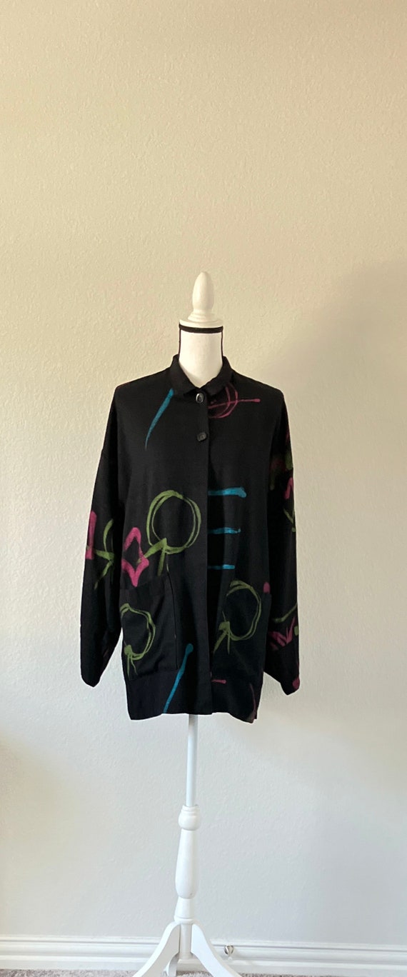 1990s Unique Reversible Jacket, Vintage Abstract Asia… - Gem