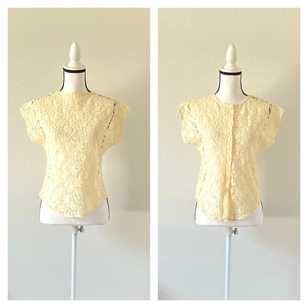 1950s Yellow Sheer Lace Blouse - Etsy