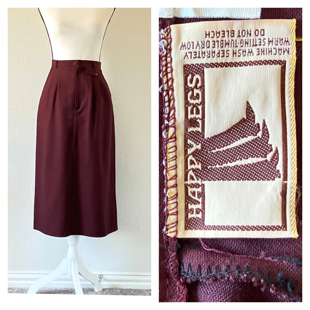 1970s Maroon Straight Skirt Vintage Dark Red Pencil Skirt - Etsy