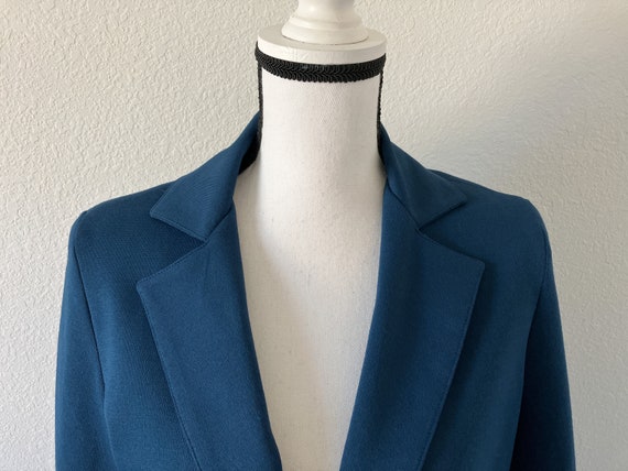 1970s Dark Blue Knit Blazer, Vintage Machine Washable… - Gem