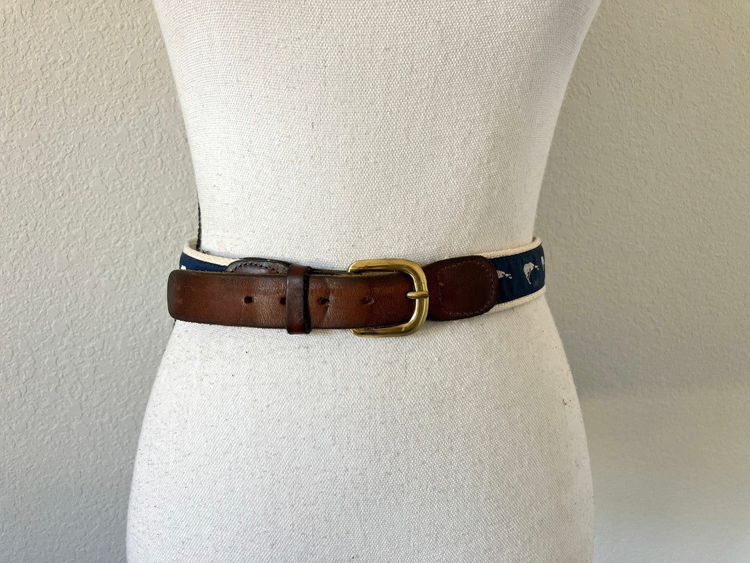 1990s Preppy Canvas and Leather Belt, Nobby Clothes Shop - Etsy