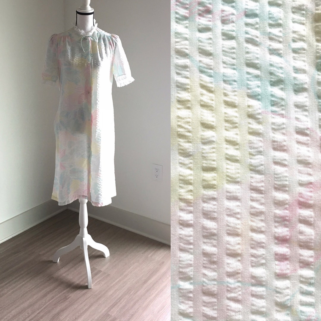 1970s Quilted Pastel Robe, Vintage Cotton Day Dress - Etsy
