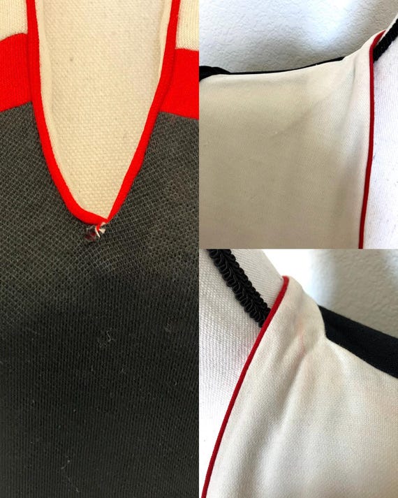 1970s 1980s Tri Color Dress with Piping - Gem