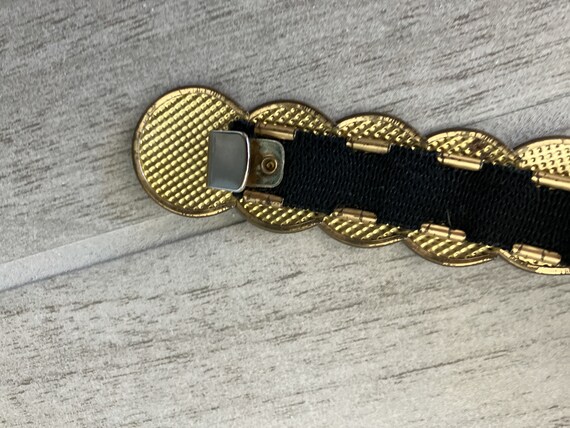 1970s Gold Medallion Belt, 1980s Metal Disc Stretch B… - Gem