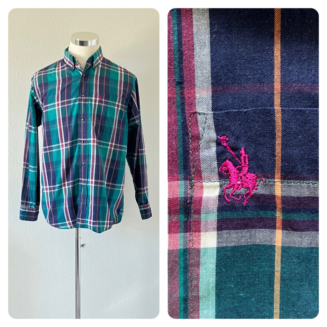 1990s Preppy Plaid Button Down Shirt, Vintage Casual Cotton Shirt ...