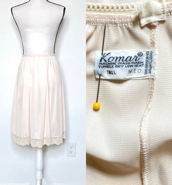1960s Ivory Half Slip, Vintage Slip with Lace Hem - Gem