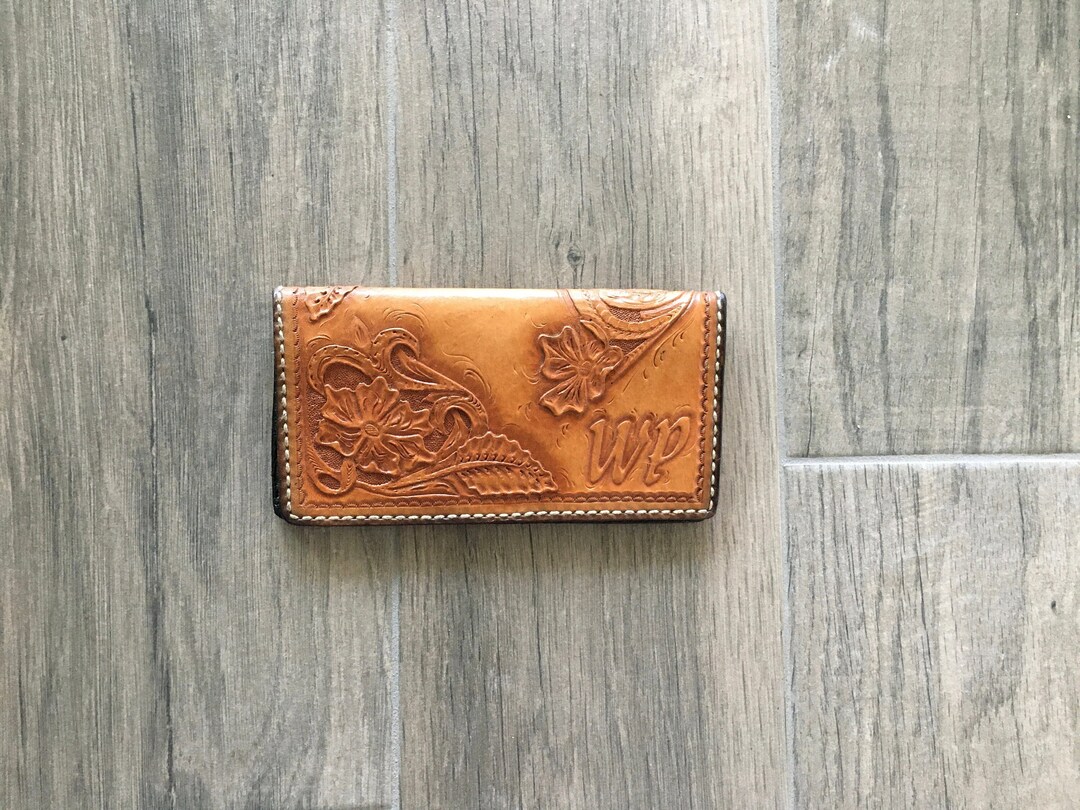 Vintage Tooled Leather Wallet, 1970s Leather Western Style Billfold - Etsy