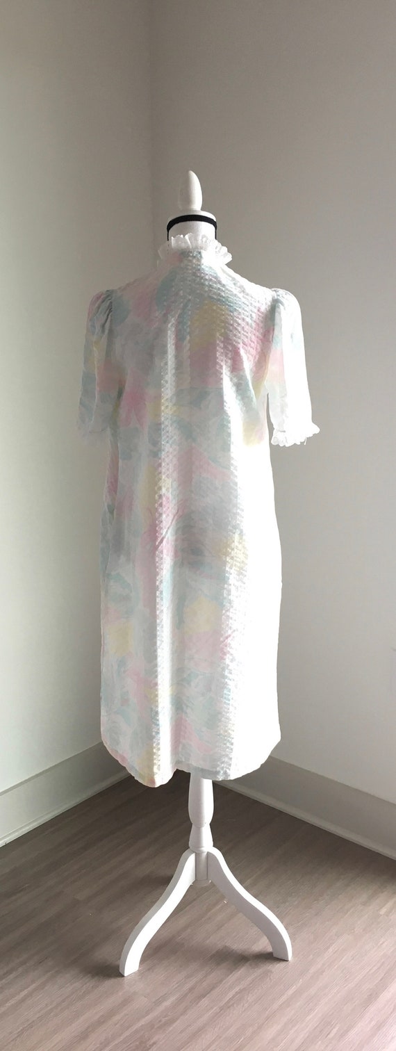 1970s Quilted Pastel Robe, Vintage Cotton Day Dress - Gem
