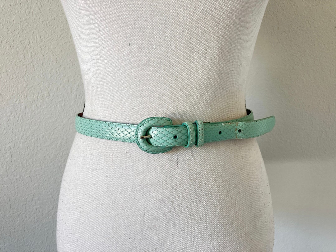 1980s Mint Green Leather Belt, Vintage Faux Snakeskin Belt - Etsy