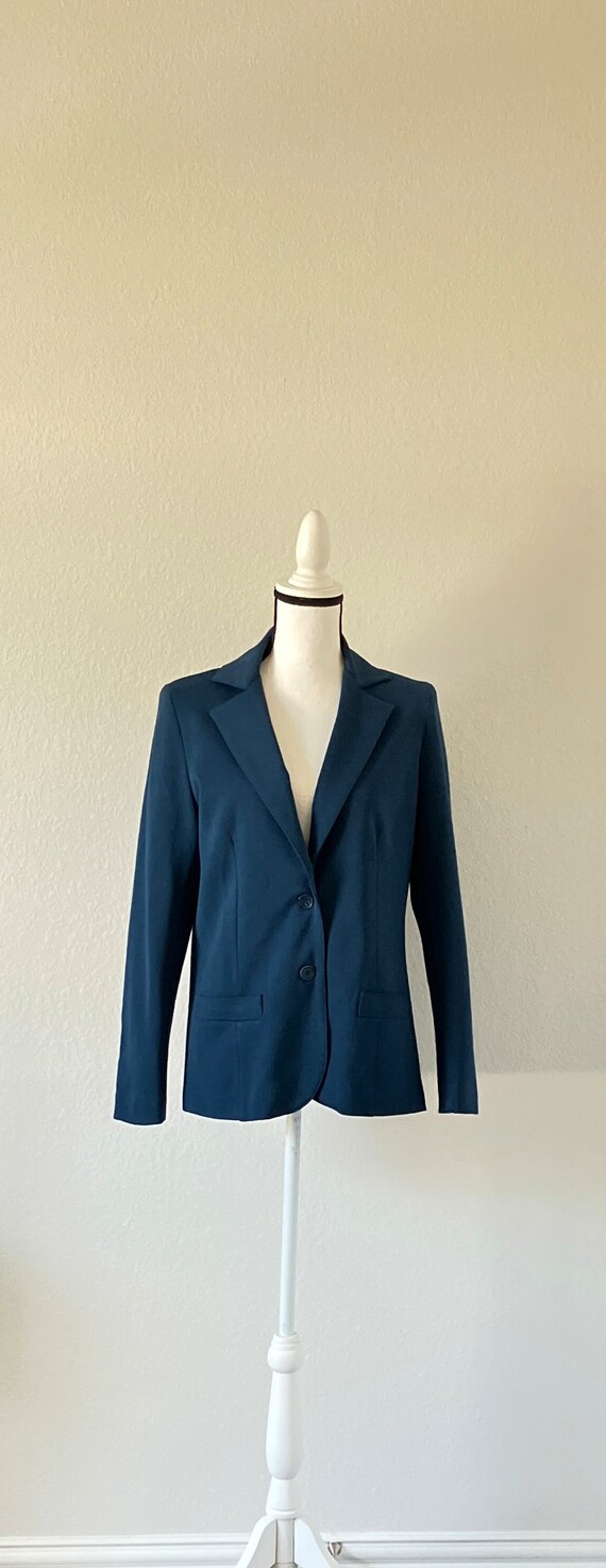 1970s Dark Blue Knit Blazer, Vintage Machine Washable… - Gem