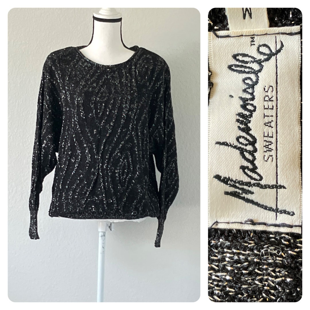 1980s Metallic Thread Sweater - Etsy