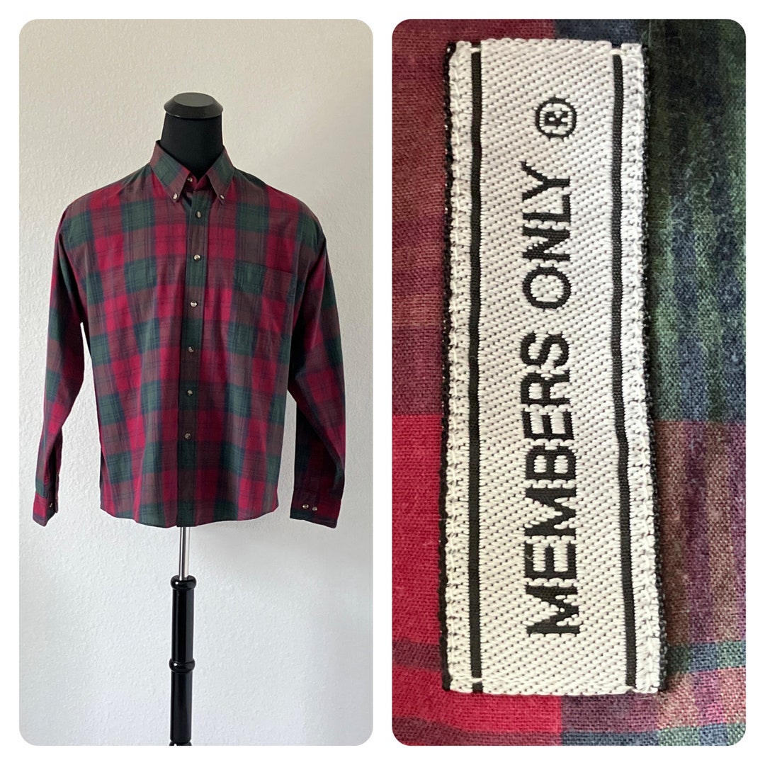 Vintage Members Only, 1990s Red Plaid Button Down - Etsy