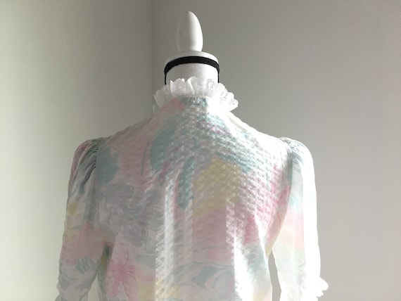 1970s Quilted Pastel Robe, Vintage Cotton Day Dress - Gem