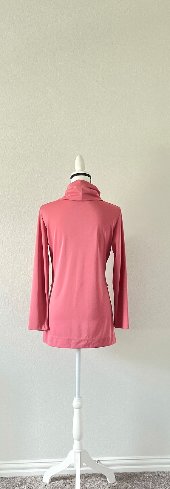 1970s Dusty Rose Turtleneck Top, Vintage Mauve Turtle… - Gem