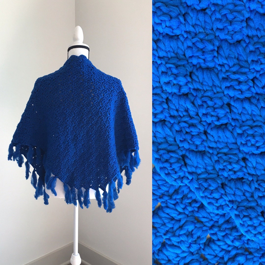 1960s 1970s Acrylic Hand Knit Shawl - Etsy
