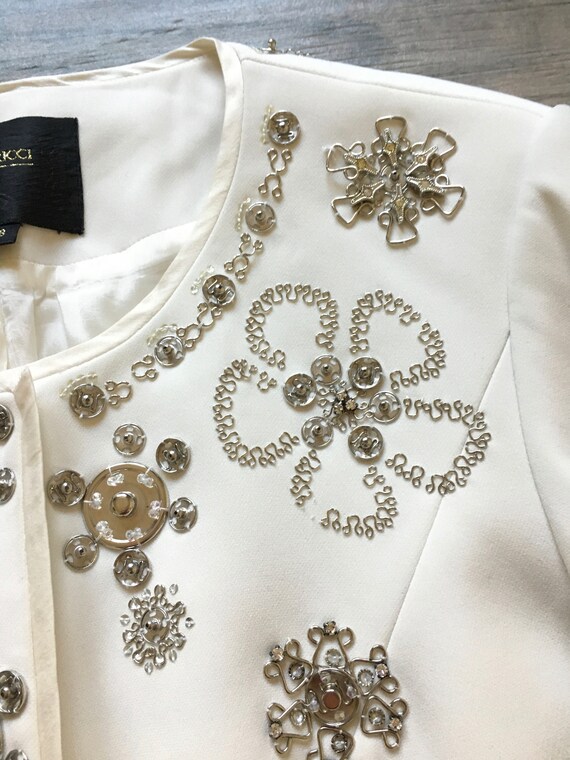 1990s White Embellished Jacket, Unique Vintage Fancy … - Gem