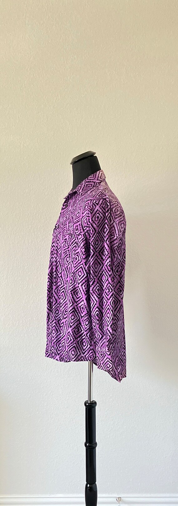 1990s Purple Western Style Shirt, Vintage Abstract Ro… - Gem
