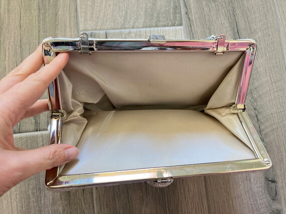 1950s Small Silver Handbag, Vintage Glittery Purse wi… - Gem
