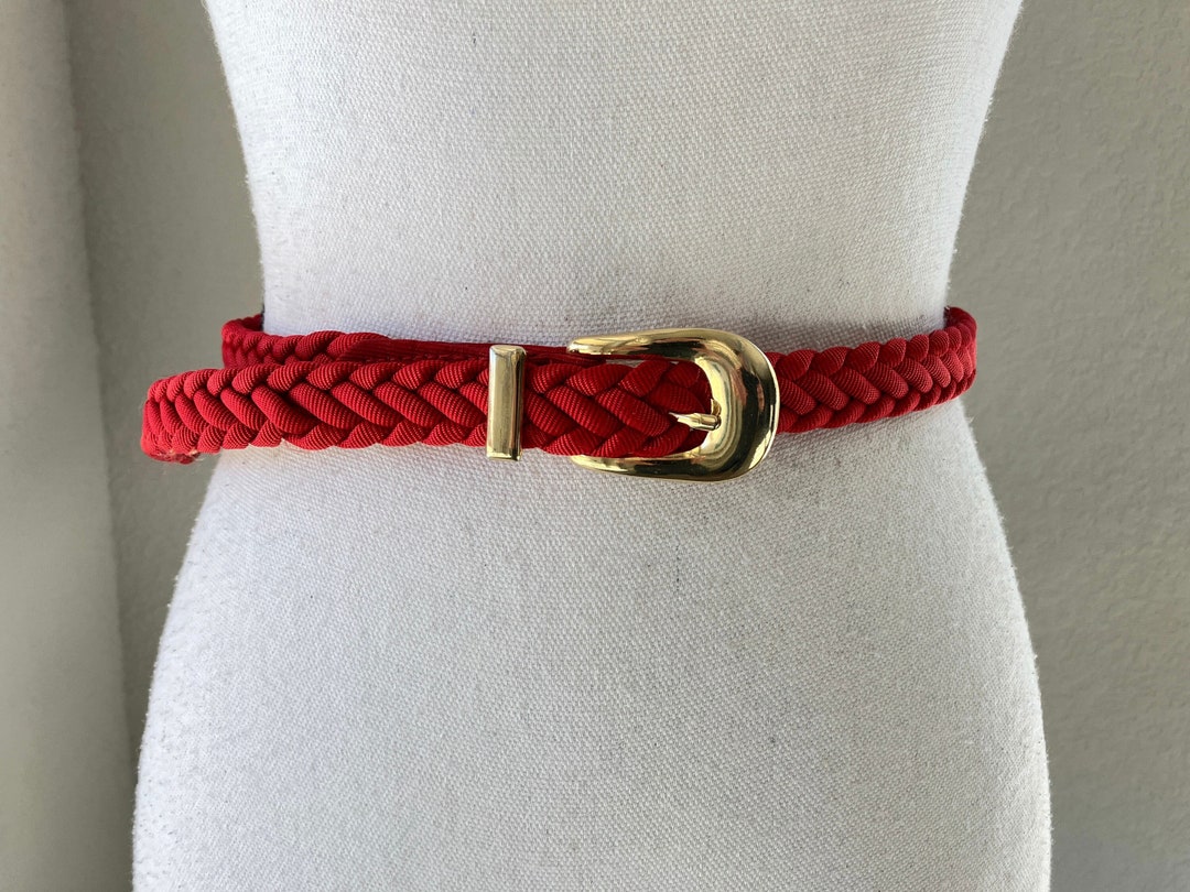 1980s Red Woven Fabric Belt, Vintage Braided Nylon Belt - Etsy