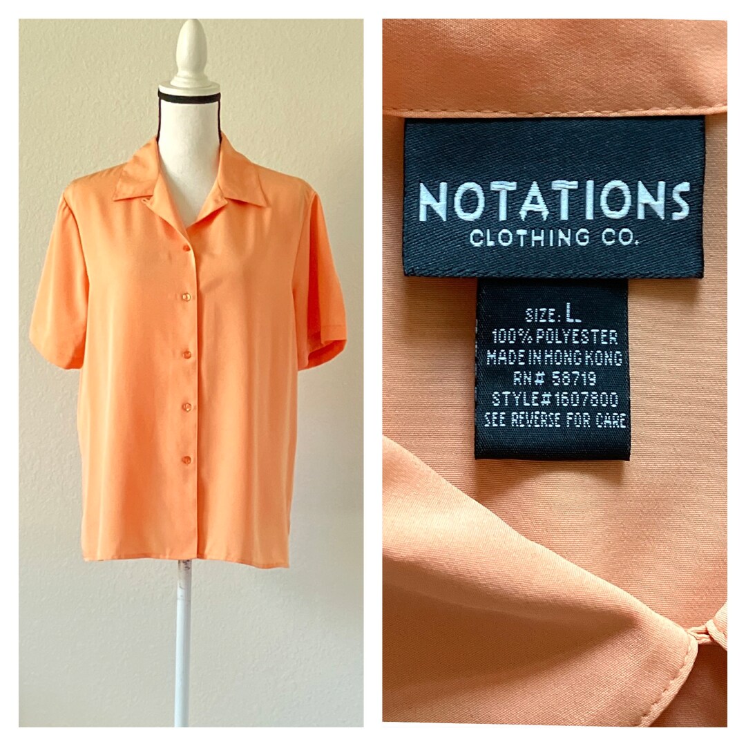 1990s Tangerine Blouse, Vintage Light Orange Short Sleeve Top - Etsy