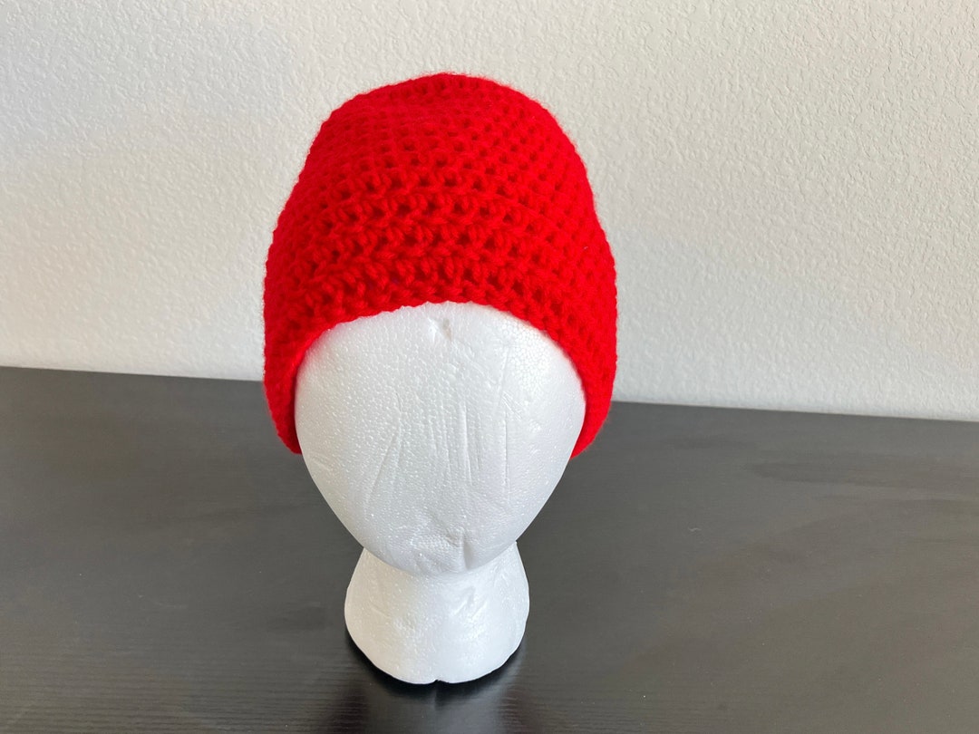 Vintage Red Hand Knit Cap, Vintage Handmade Winter Beanie - Etsy