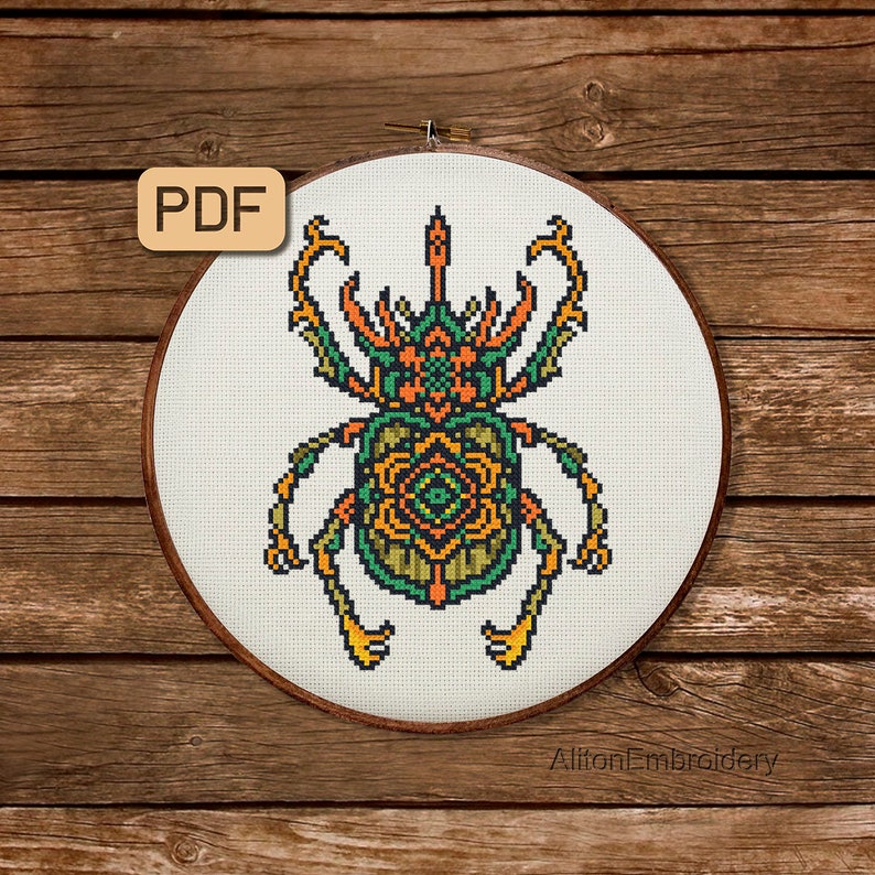 Mandala Beetle Cross Stitch Pattern Bug Crossstitch PDF - Etsy