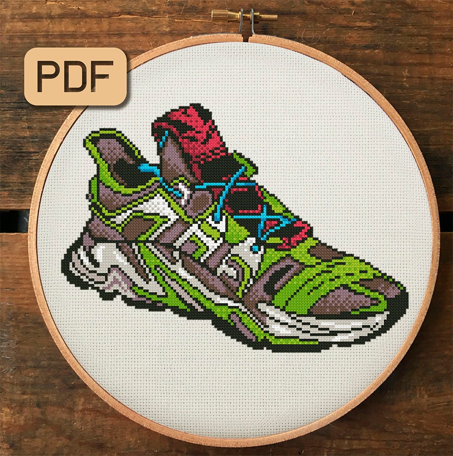 Modern Cross Stitch Pattern Sneaker Embroidery Running Shoes - Etsy