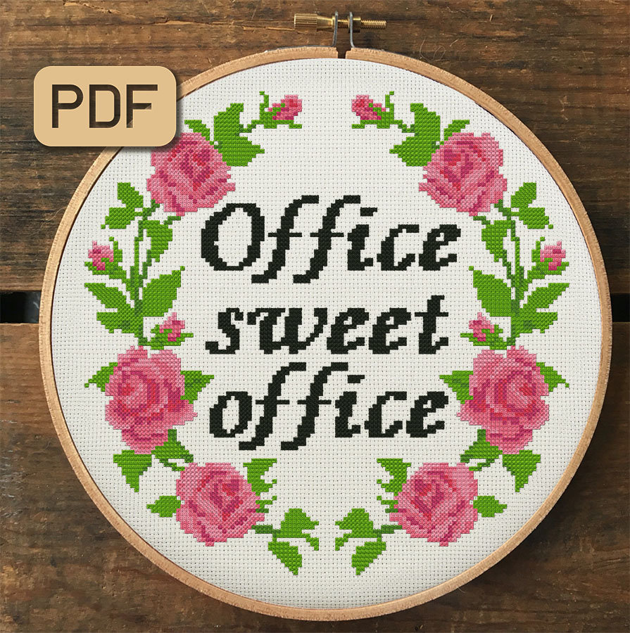 Office Sweet Office Cross Stitch Pattern Pdf The Workroom | Etsy