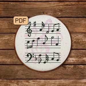 Music Notes Cross Stitch Pattern, Musical Crossstitch PDF, Counted ...