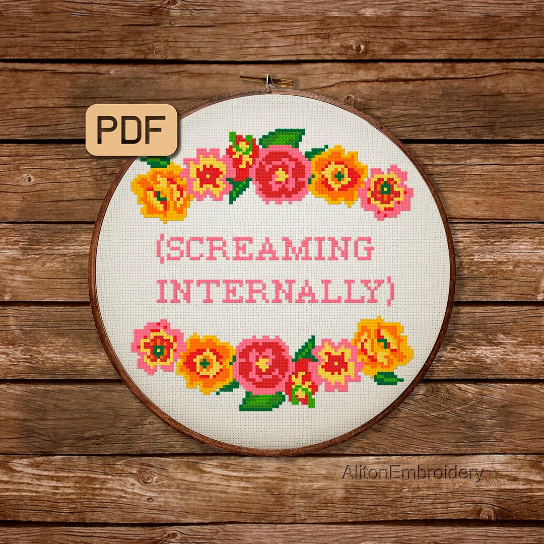 Funny Cross Stitch Pattern, Screaming Internally Crossstitch PDF ...