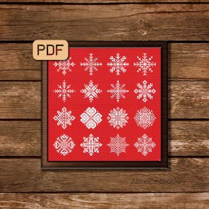 16 Small Snowflakes Cross Stitch Pattern Christmas Embroidery Design ...
