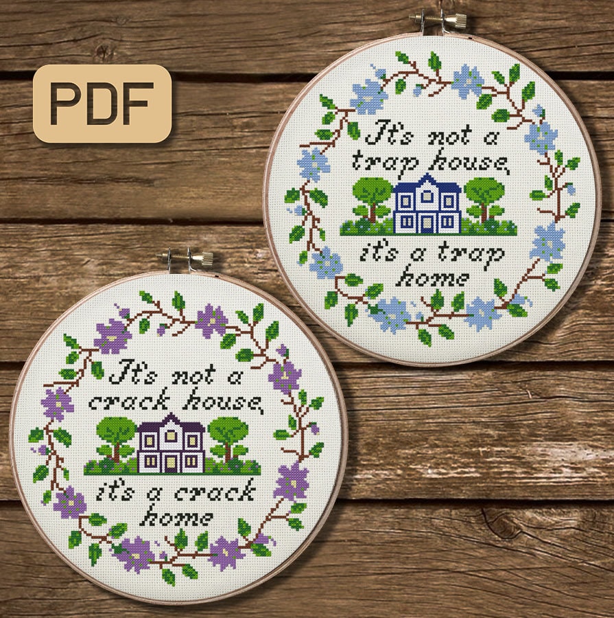 Funny Cross Stitch Pattern Crack House Needlepoint Trap Home - Etsy