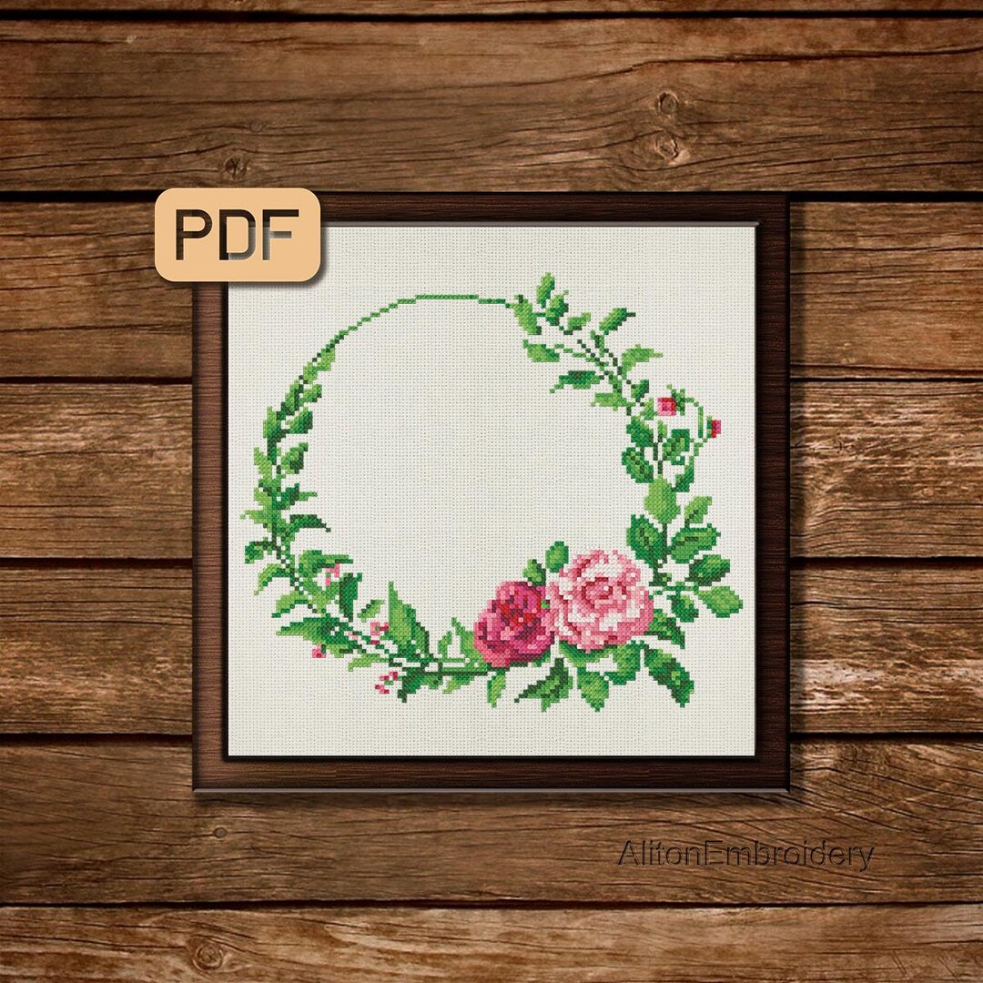 Flower Border Cross Stitch Pattern Floral Wreath Cross-stitch PDF Cute ...