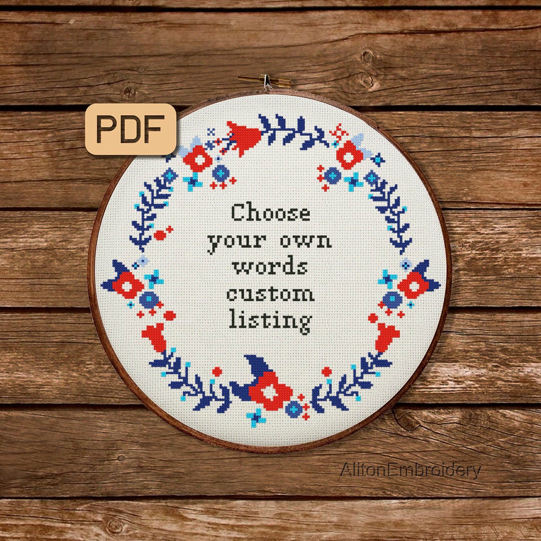 Custom Text Cross Stitch Pattern, Personalized Words Embroidery Design ...