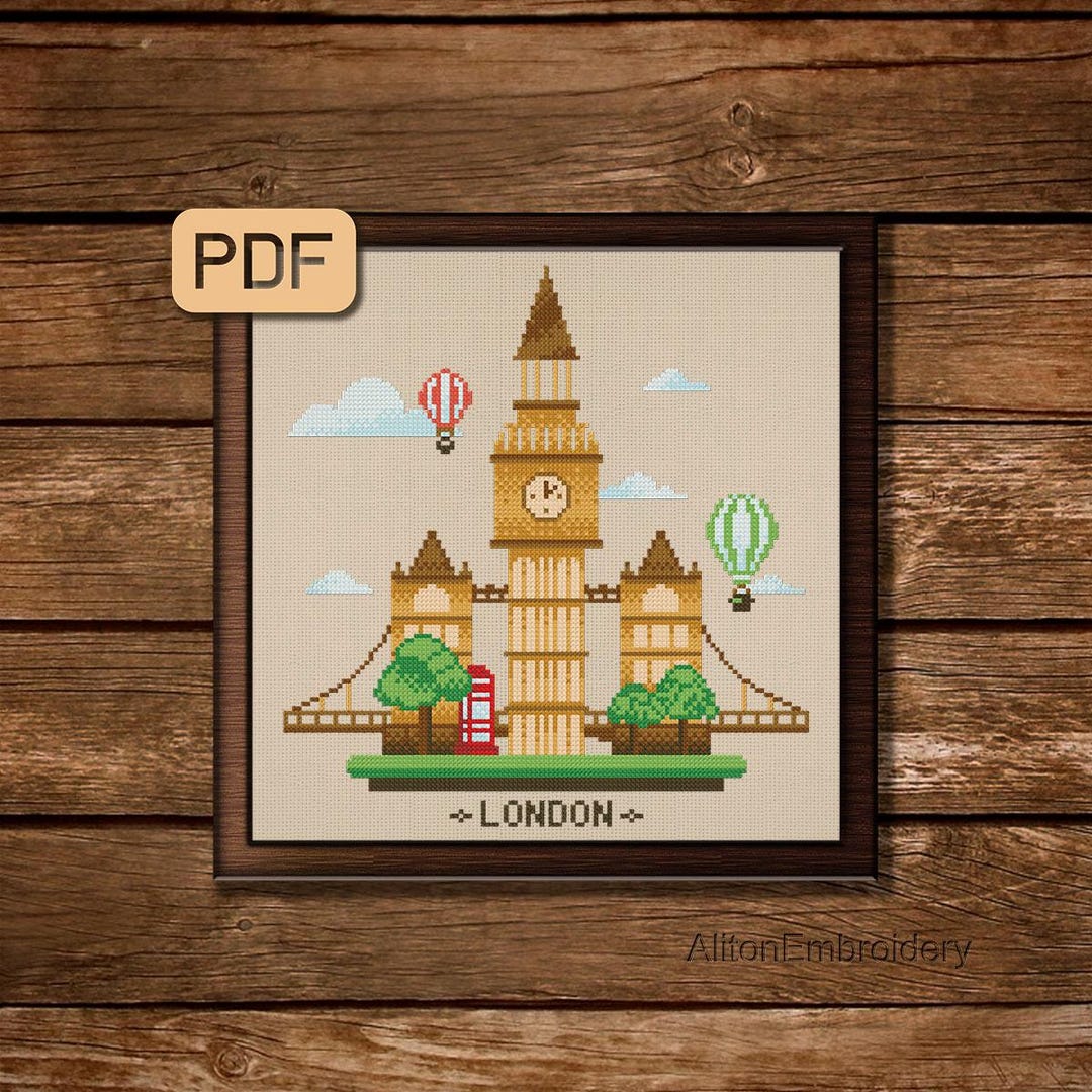 London Cross Stitch Pattern Big Ben Cross Stitch PDF England Embroidery ...