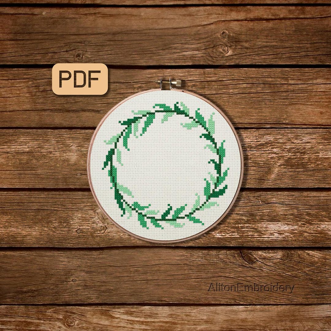 Leaf Wreath Cross Stitch Pattern Border Cross Stitch PDF Decor Xstitch ...